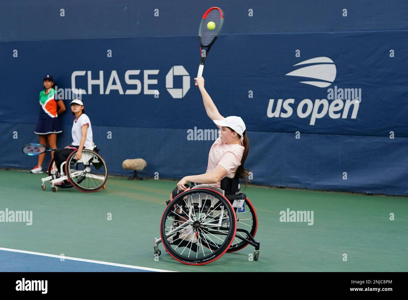 Ellie Robertson and Yuma Takamuro during a junior wheelchair girls ...