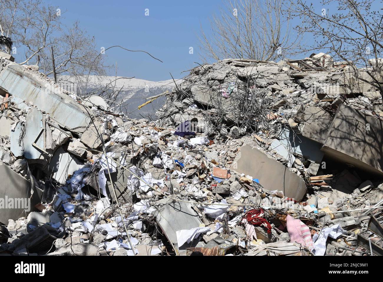 Destroyed buildings after the earthquake in Turkey. Earthquake scenes ...