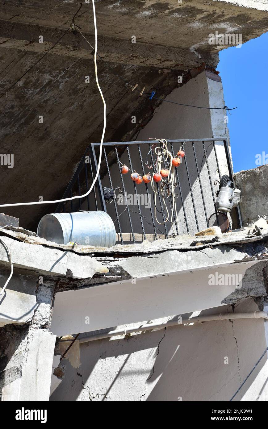 Destroyed buildings after the earthquake in Turkey. Earthquake scenes ...