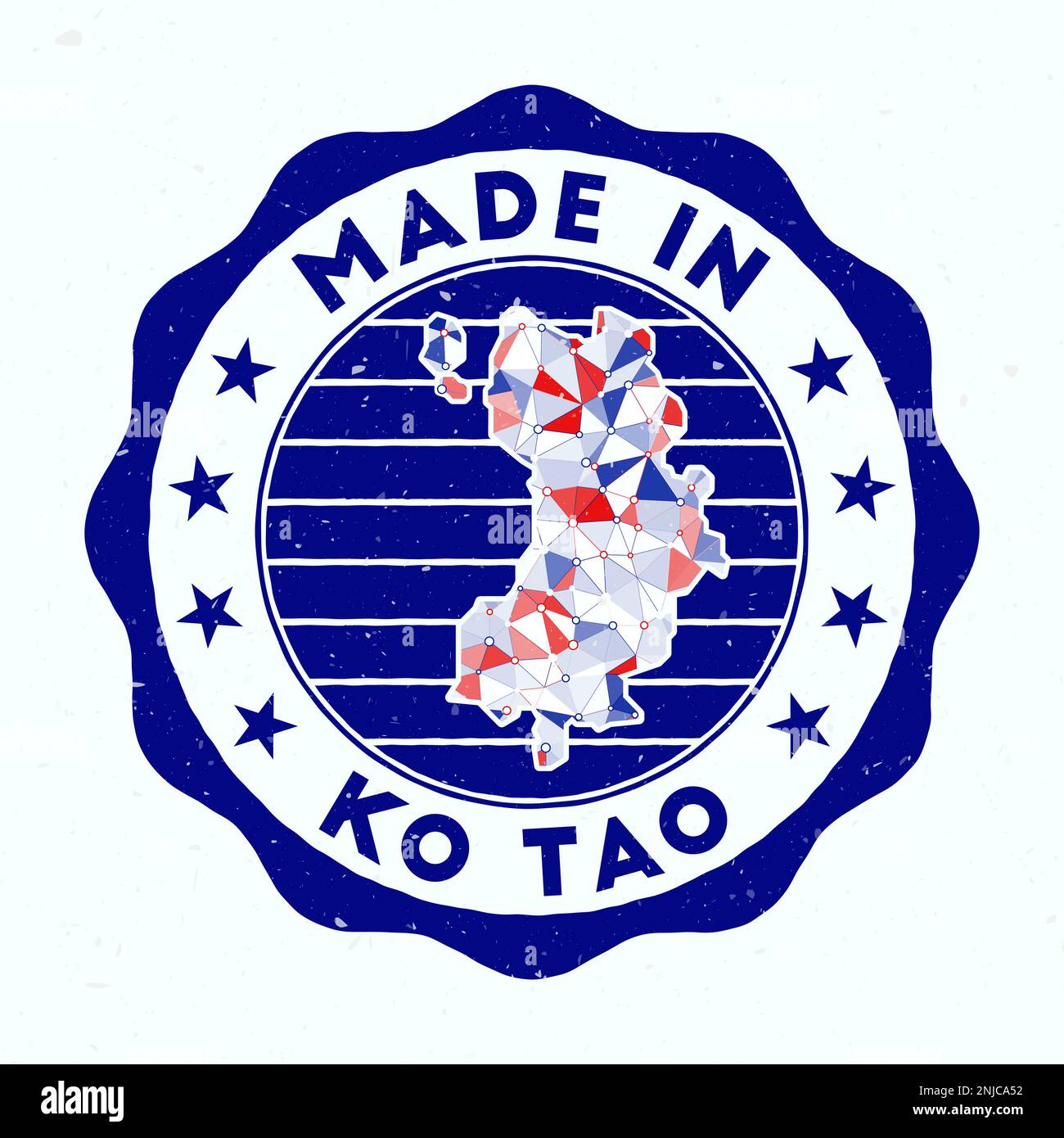 Made in Ko Tao. Island round stamp. Seal of Ko Tao with border shape ...