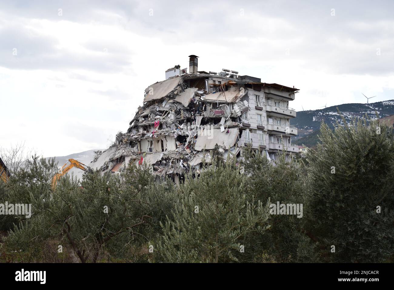 Destroyed buildings after the earthquake in Turkey. Earthquake scenes ...