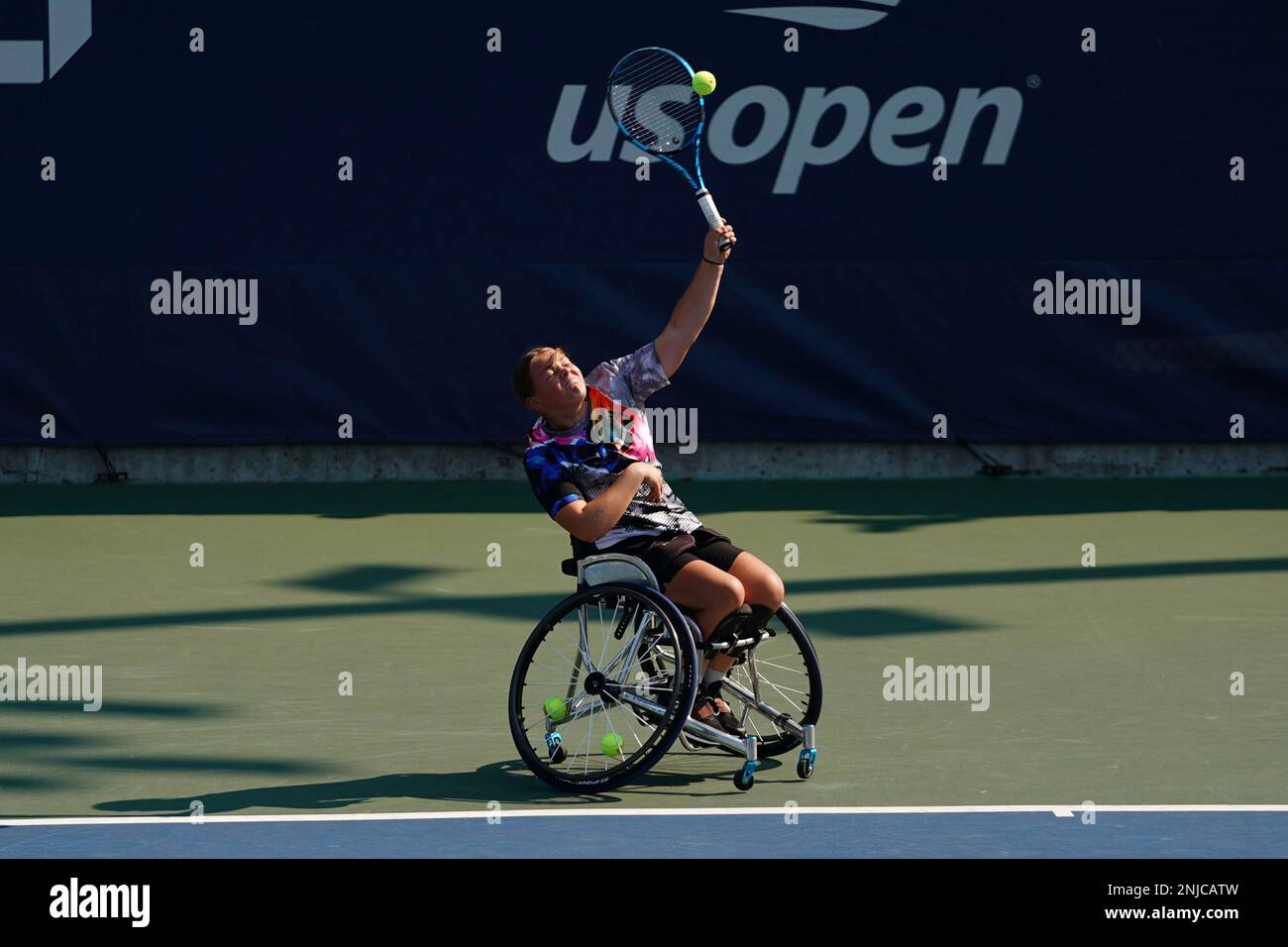 Ruby Bishop during a junior wheelchair girls' singles semifinal match ...