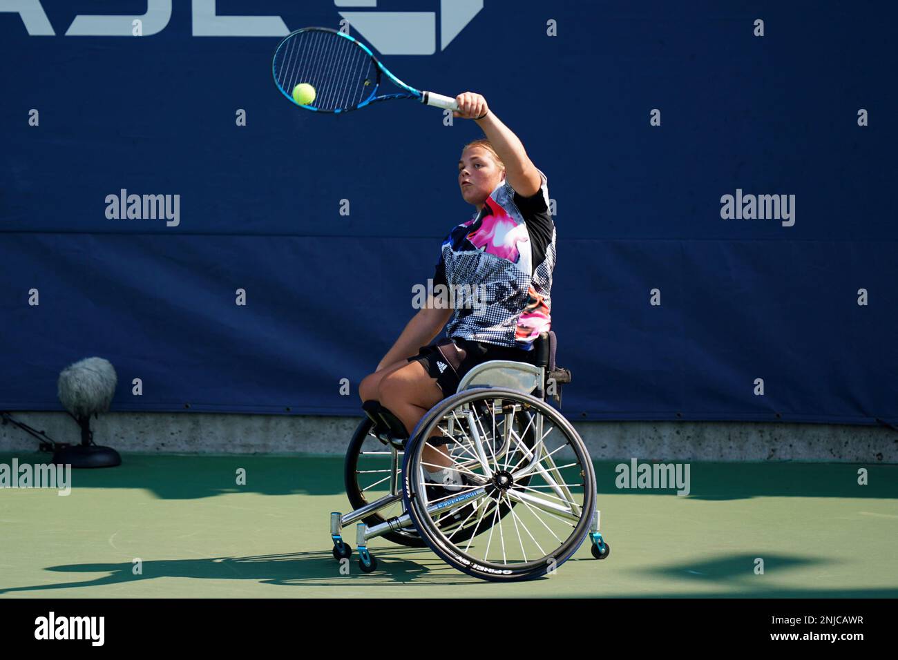 Ruby Bishop during a junior wheelchair girls' singles semifinal match ...