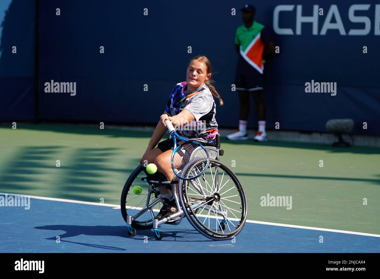 Ruby Bishop during a junior wheelchair girls' singles semifinal match ...