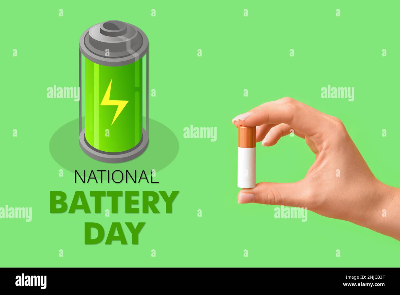 Poster for National Battery Day Stock Photo - Alamy
