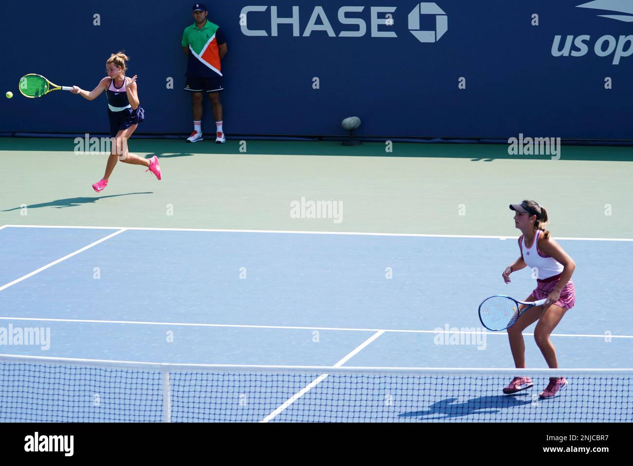 Natalie Block and Piper Charney during a junior girls' doubles ...