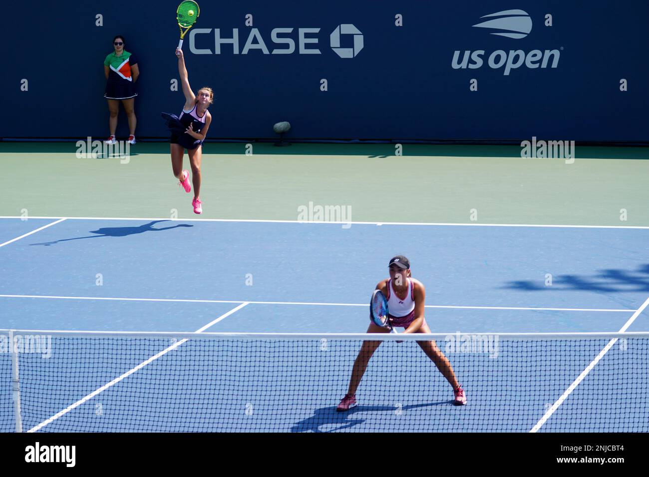 Natalie Block and Piper Charney during a junior girls' doubles ...
