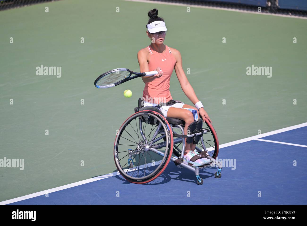 Maylee Phelps in action during a junior wheelchair girls' singles ...