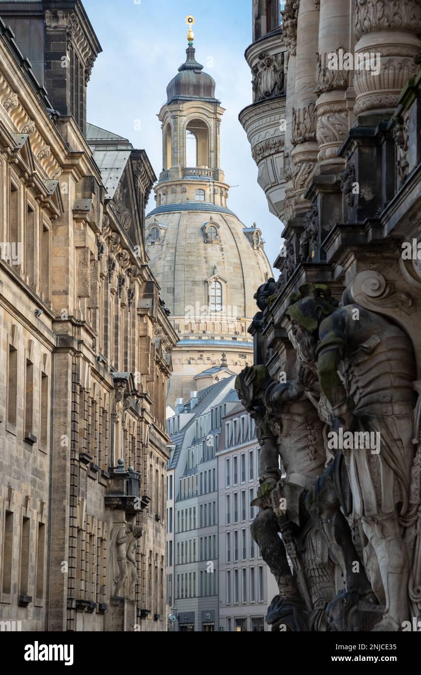 Old town of baroque Dresden, popular touristic attraction, Germany ...