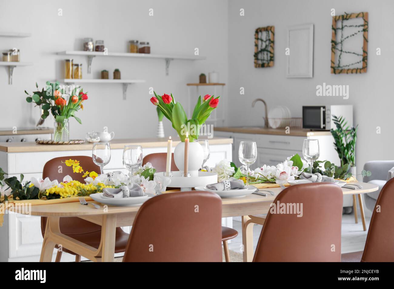 Beautiful table setting for International Women's Day celebration with ...