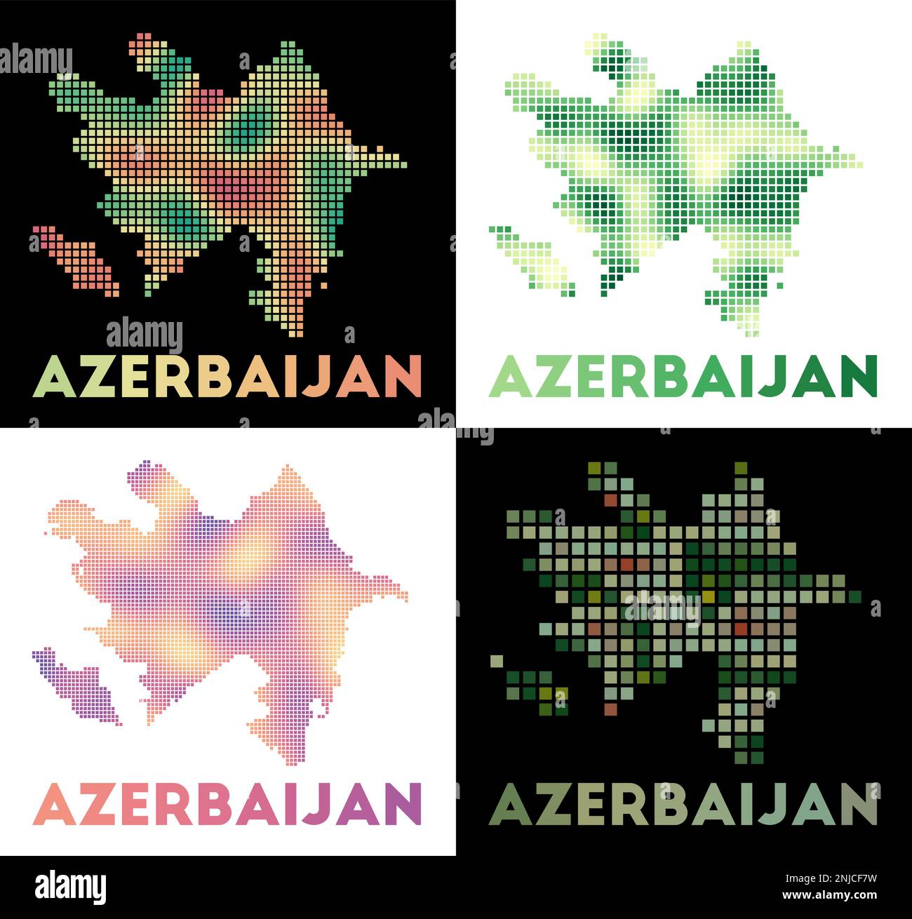 Azerbaijan map. Collection of maps of Azerbaijan in dotted style ...