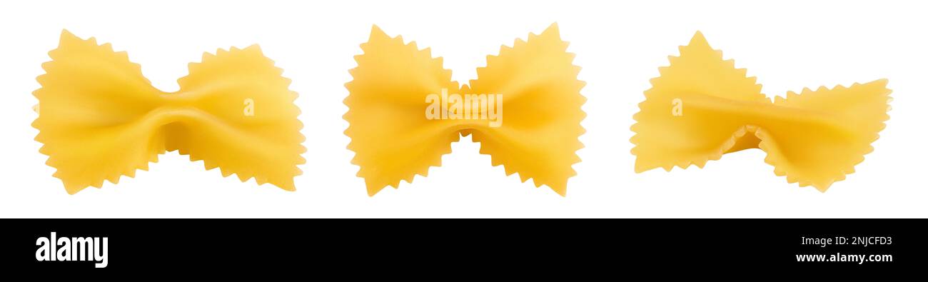 Bow tie pasta isolated on white background with full depth of field ...