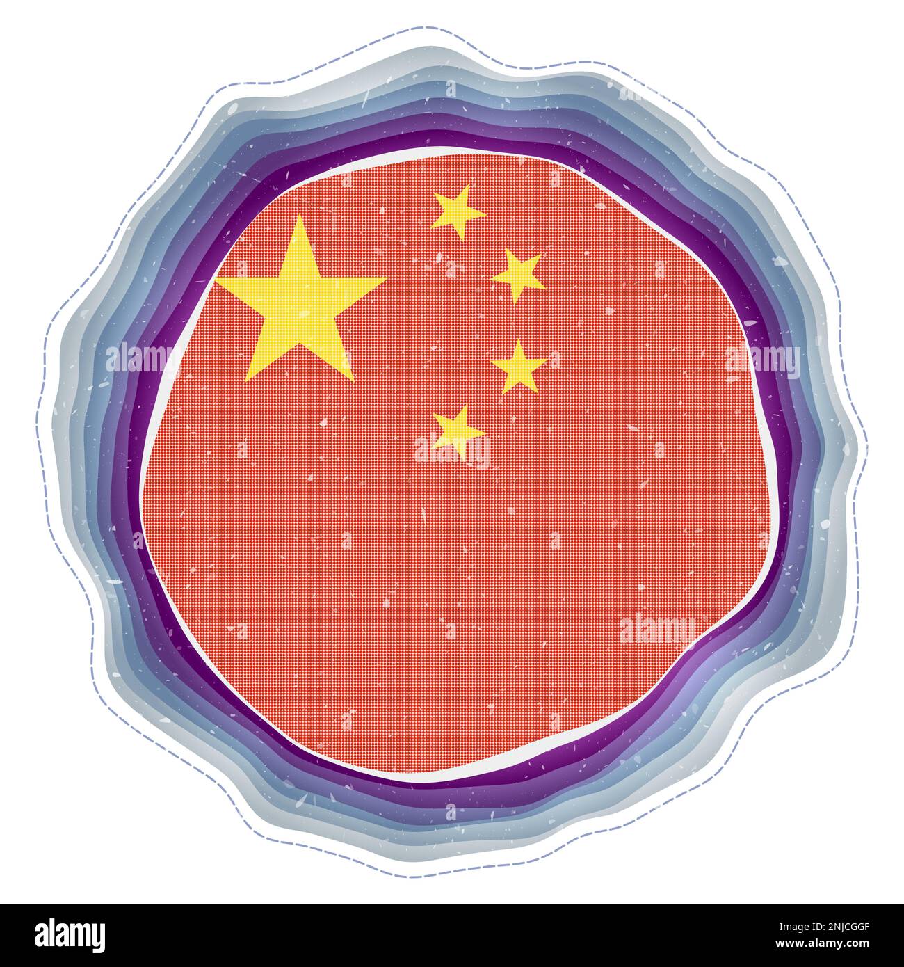 China flag in frame. Badge of the country. Layered circular sign around ...