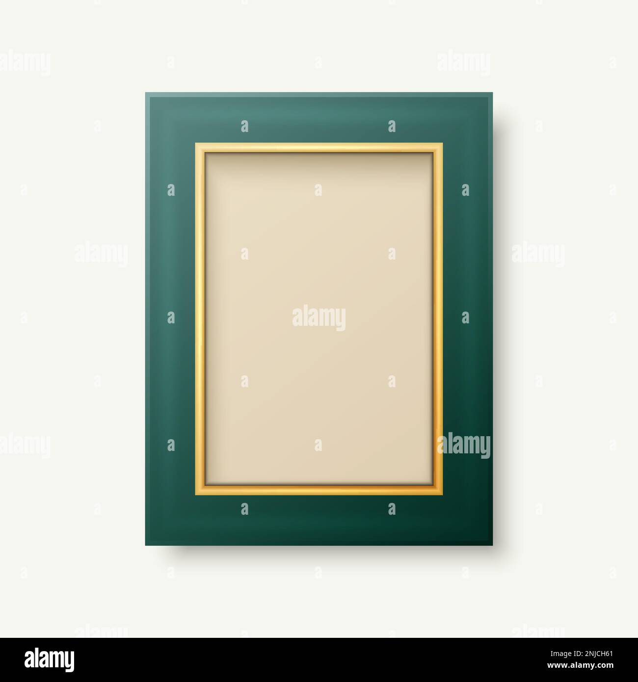 Vector 3d Realistic Green and Golden Decorative Vintage Frame, Border ...