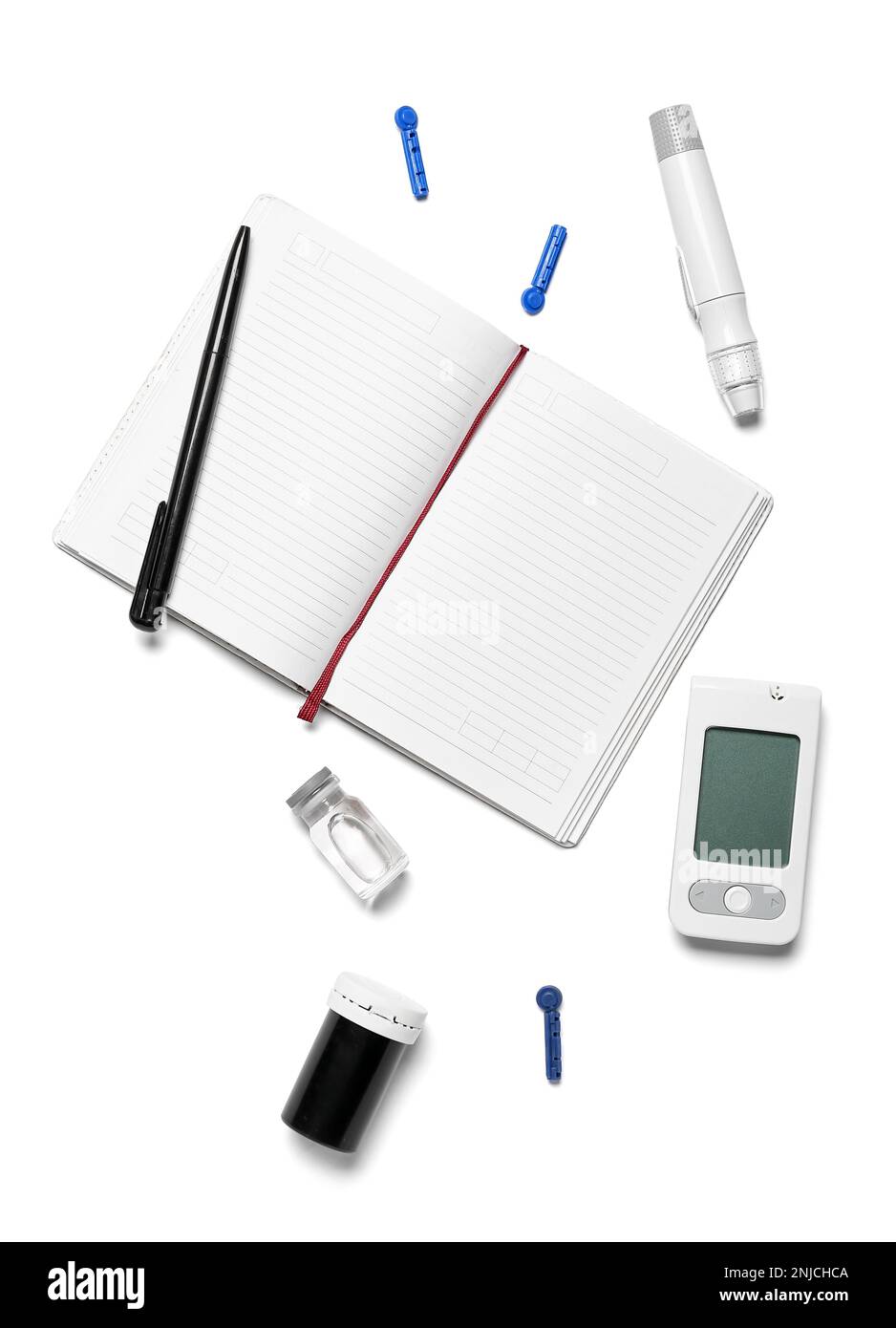 Blank notebook with medical supplies on white background. World Health ...