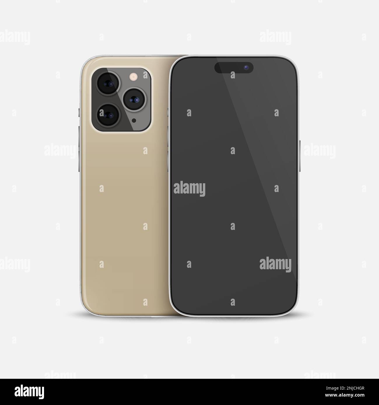 Vector 3d Realistic Golden Smartphone Case. Telephone Design Template ...