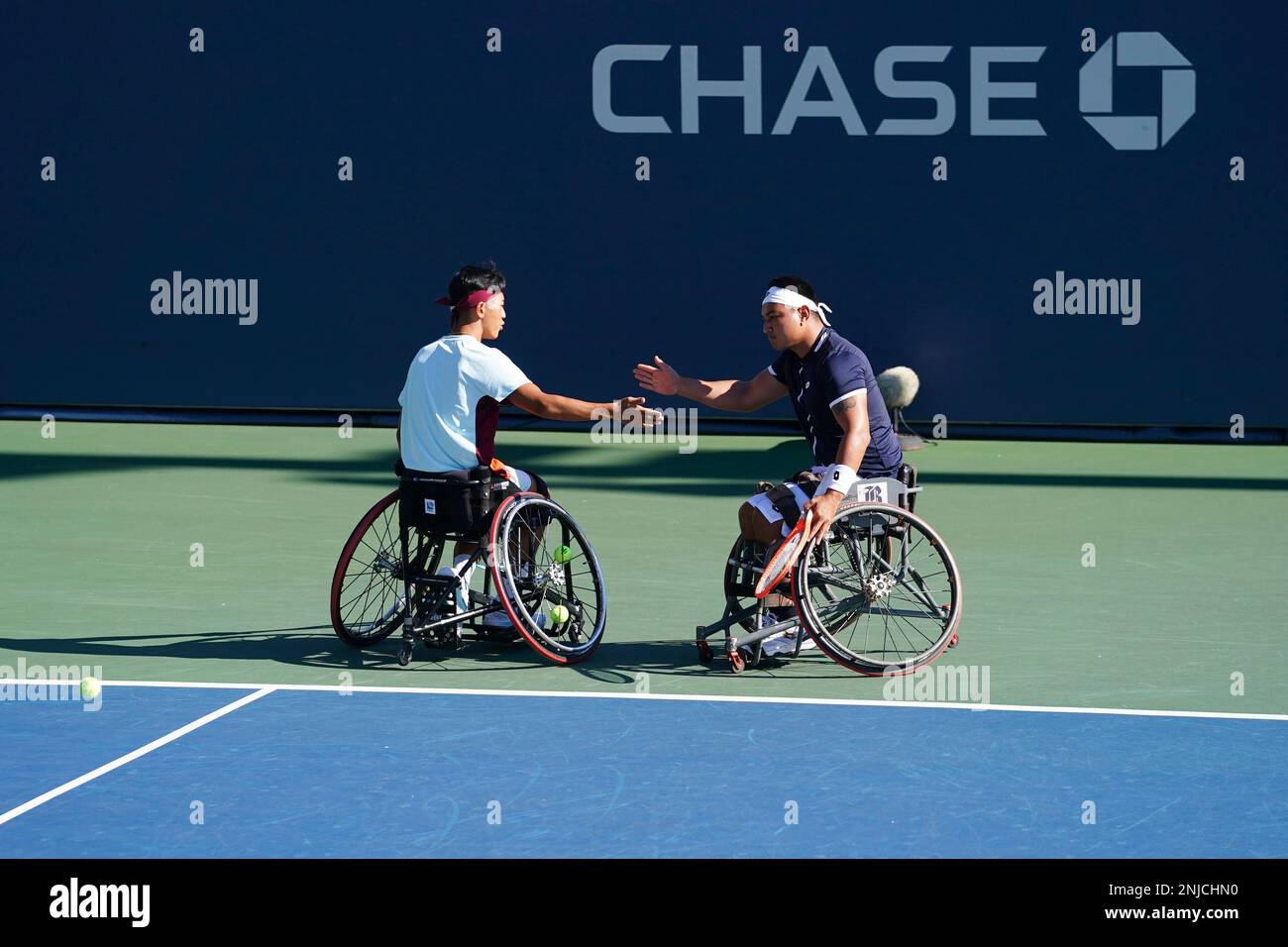 Tokito Oda and Alexander Cataldo celebrate during a wheelchair men's ...