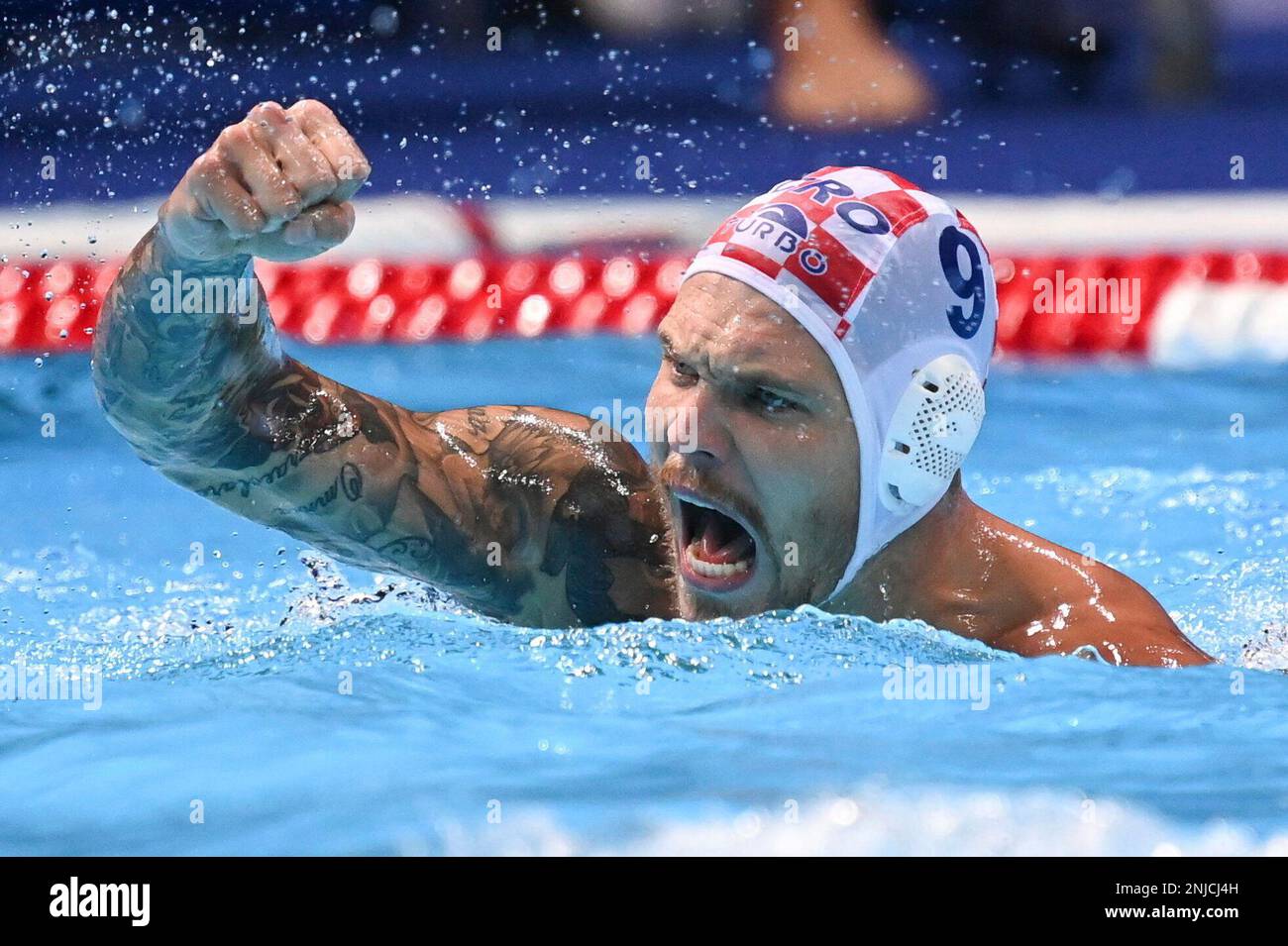 Jerko Marinic Kragic of Croatia reacts during men's Water Polo European ...