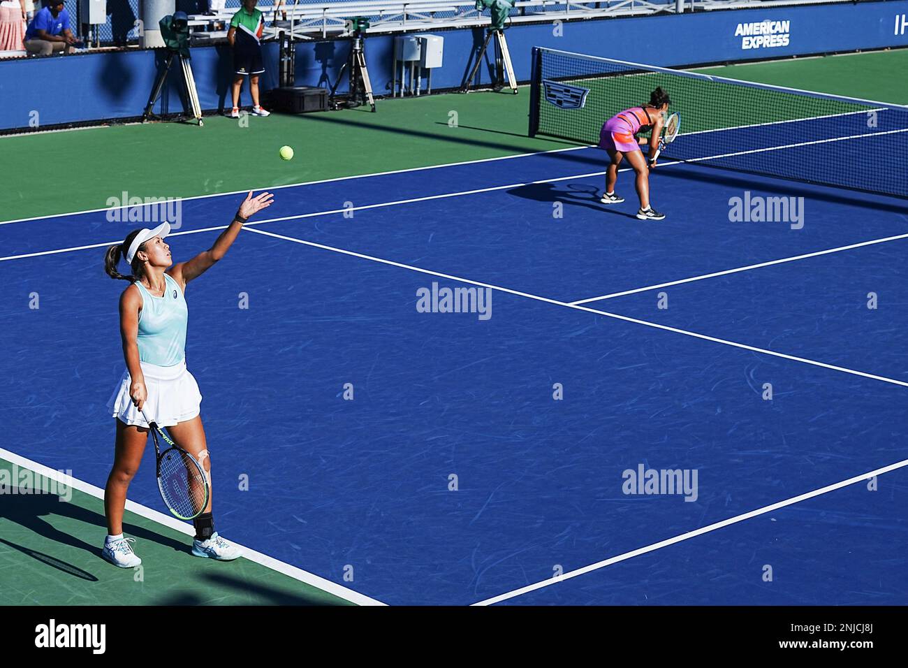 Katherine Hui and Eleana Yu in action during a junior girls' doubles ...