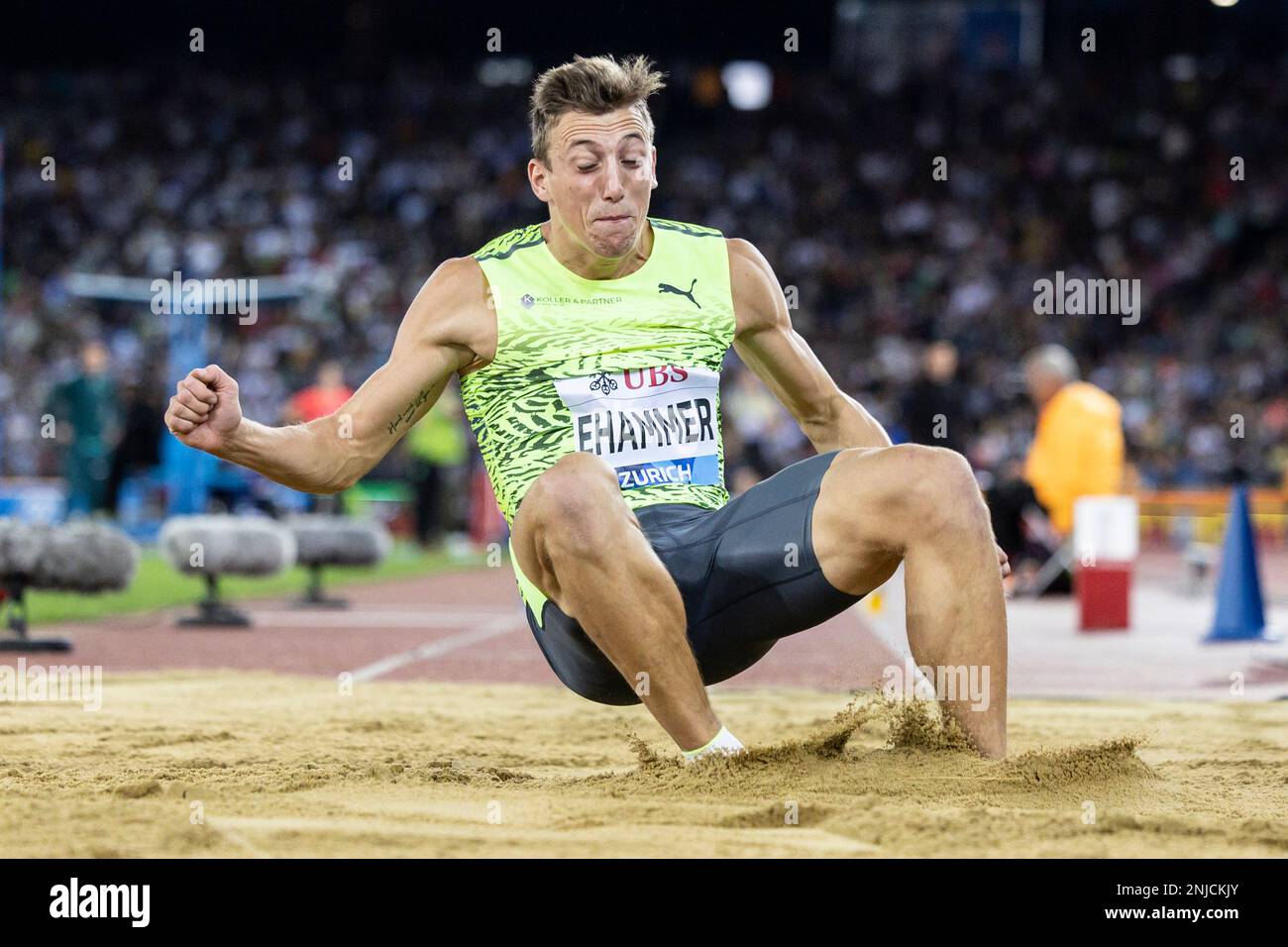 Simon Ehammer of Switzerland competes in the Long Jump Men during the ...