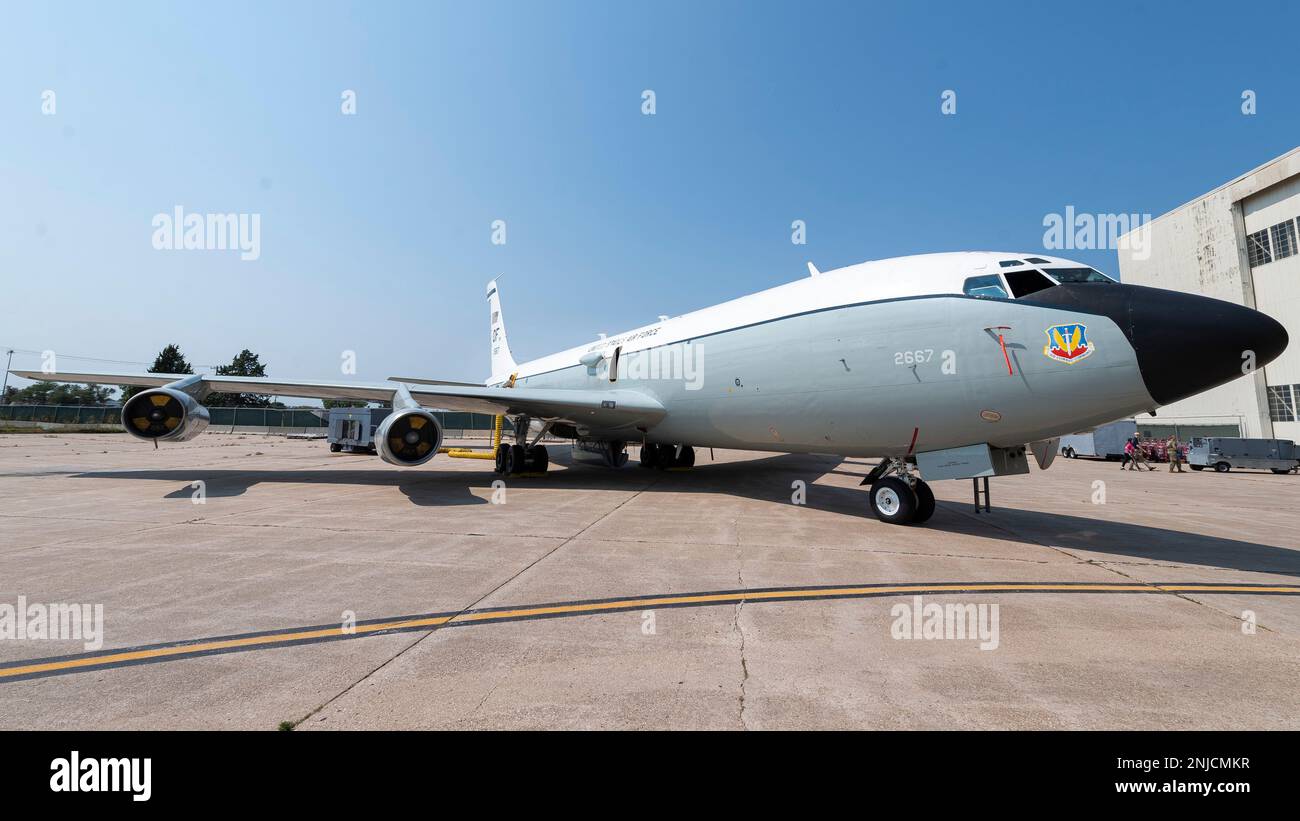 The WC-135C/W, now retired, is pictured during a retirement ceremony ...