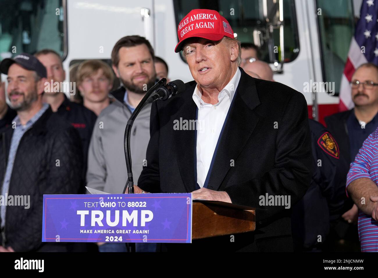 Former President Donald Trump speaks at the East Palestine Fire ...
