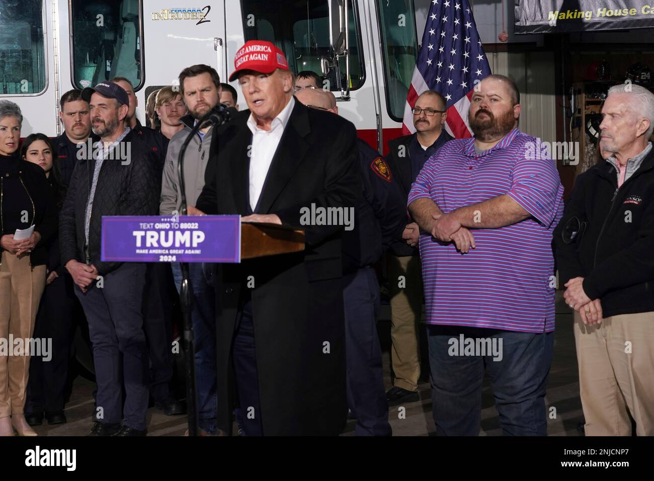 Former President Donald Trump speaks at the East Palestine Fire ...