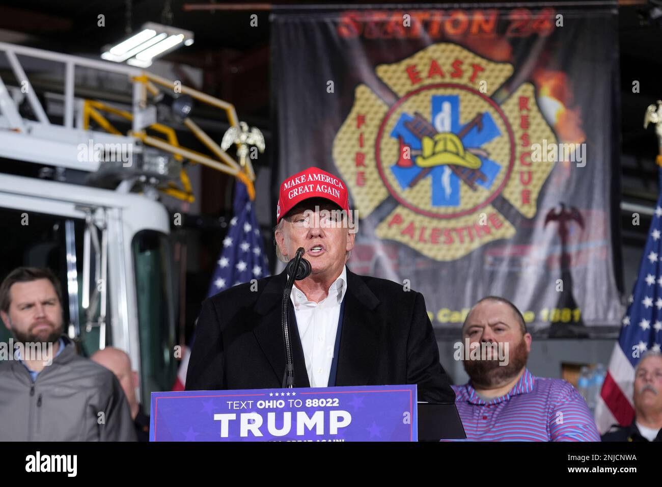 Former President Donald Trump speaks at the East Palestine Fire ...