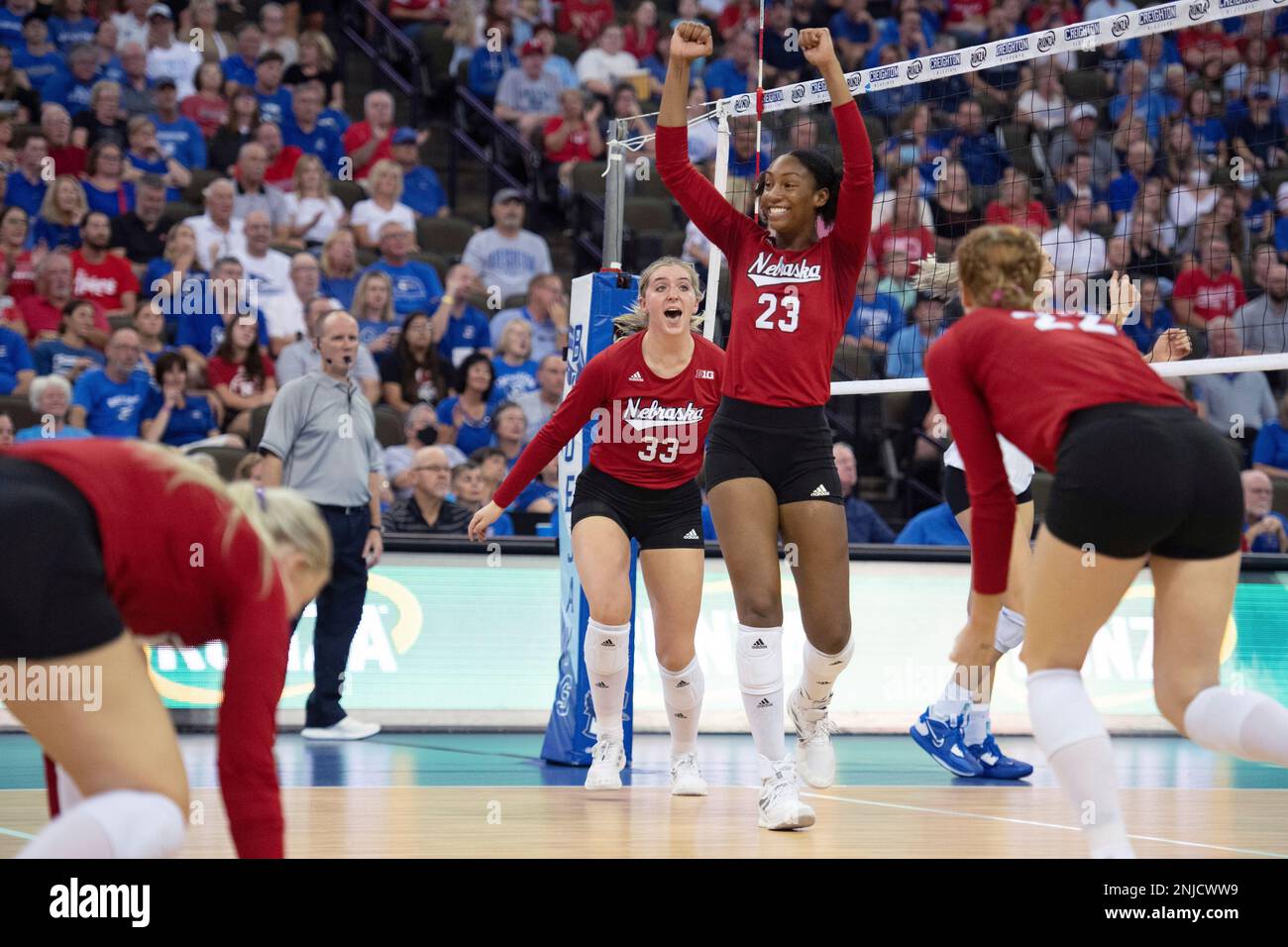 Nebraska's Kaitlyn Hord (23) reacts after scoring against Creighton ...
