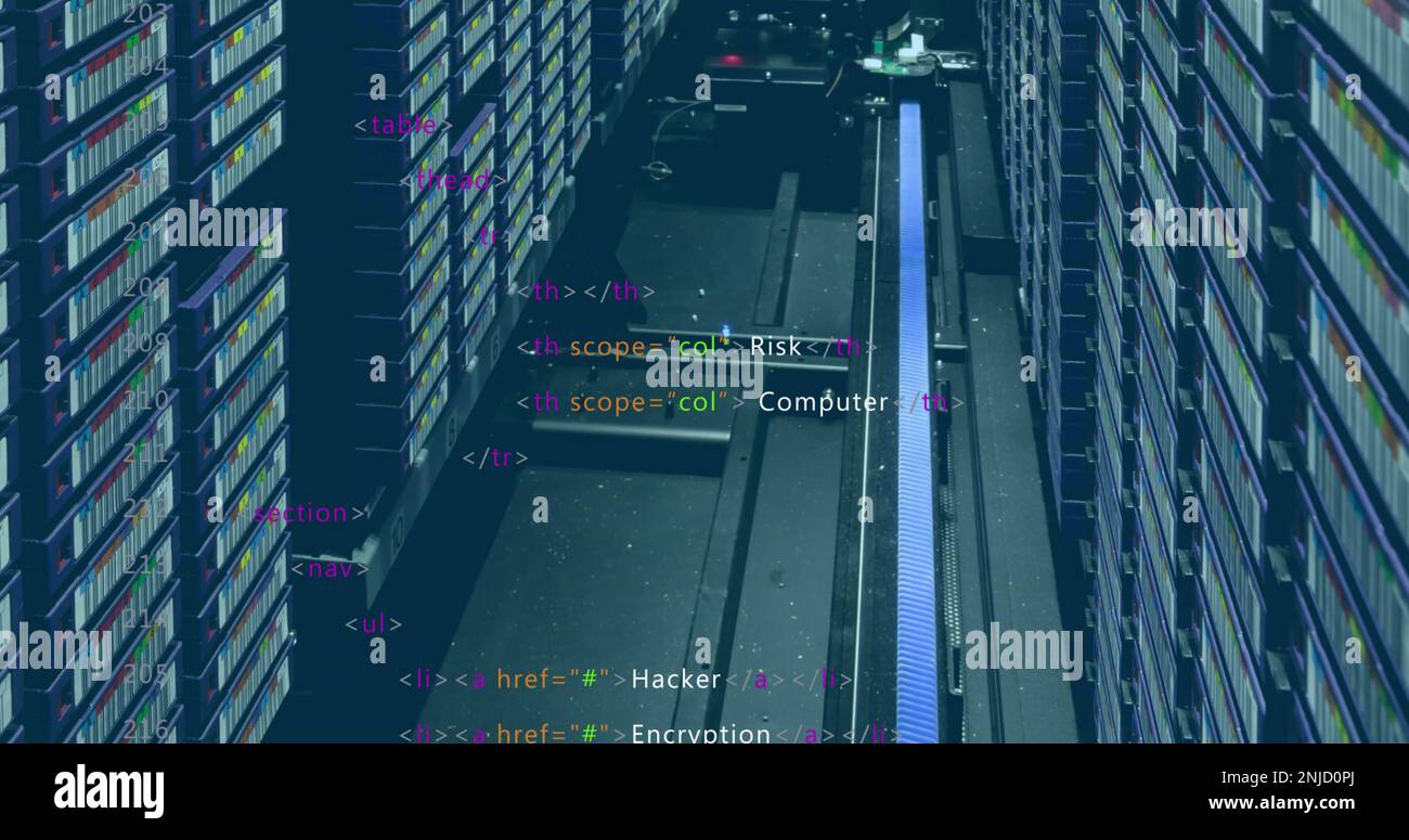 Image of data processing over server room Stock Photo - Alamy