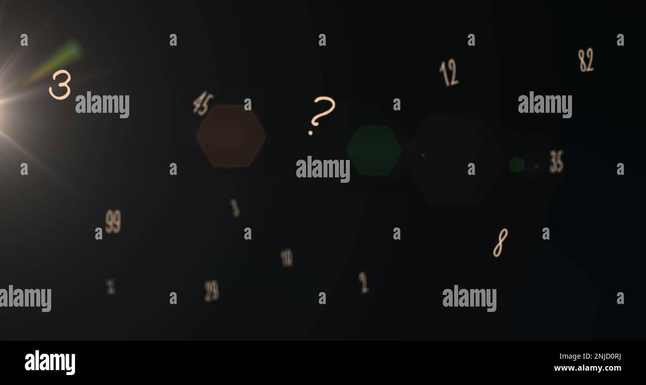 Image of numbers and question mark on black background Stock Photo - Alamy