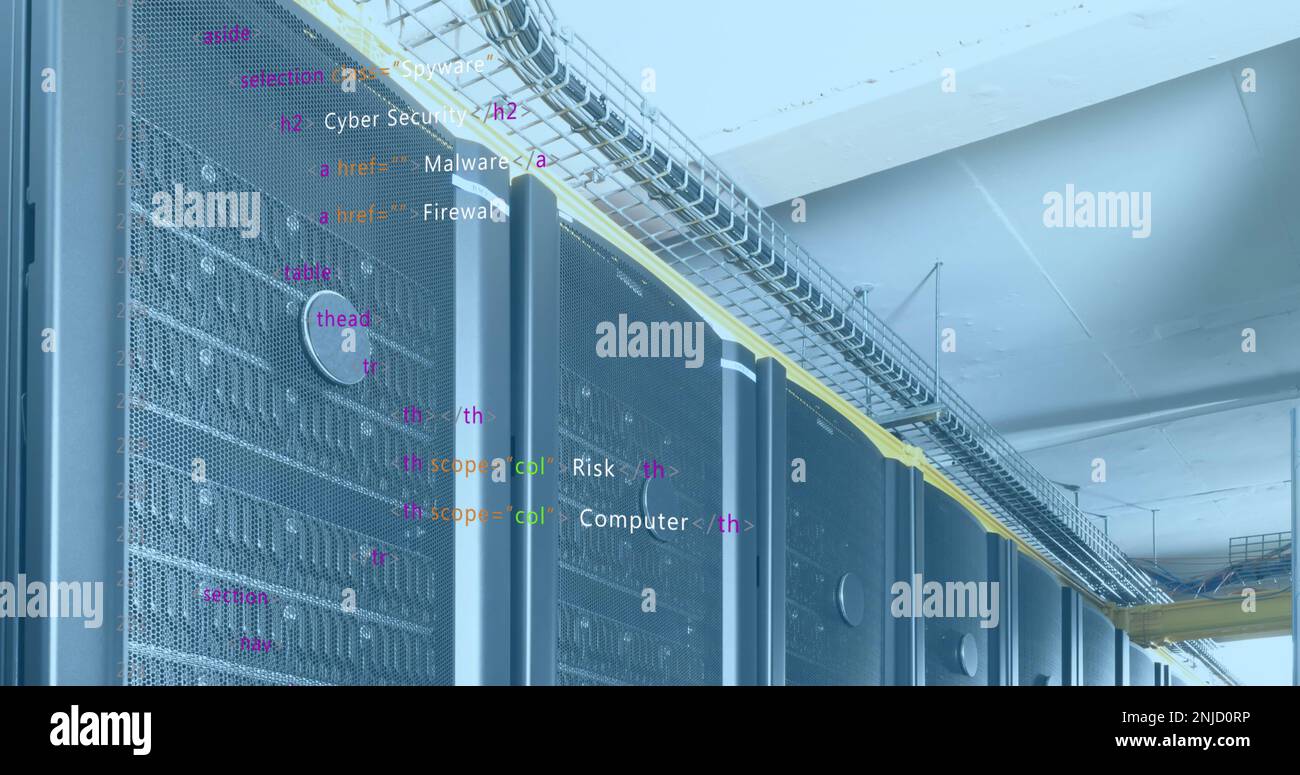 Image of data processing over server room Stock Photo - Alamy