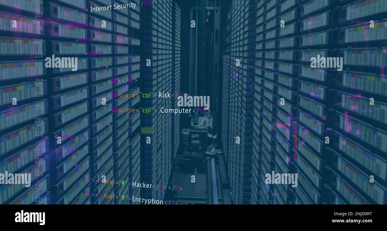 Image of data processing over server room Stock Photo - Alamy