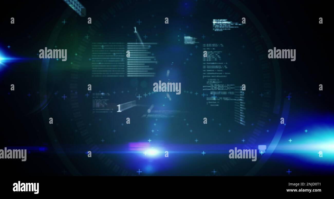 Composition of data processing on black background Stock Photo - Alamy