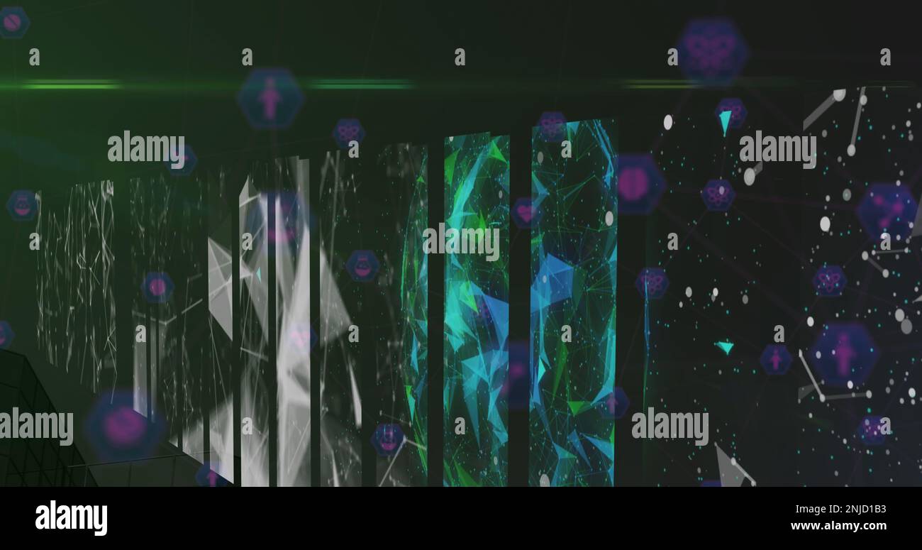 Image of medical icons and shapes over black background Stock Photo - Alamy