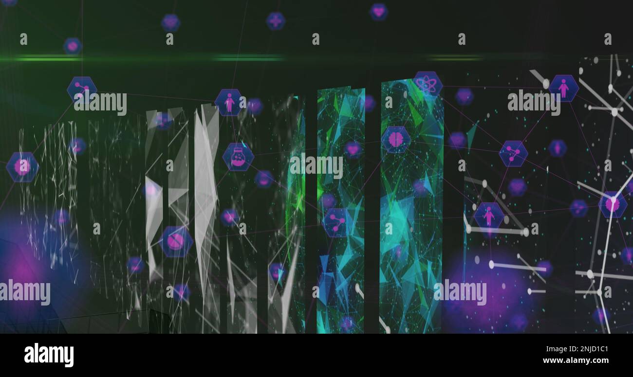 Image of medical icons and shapes over black background Stock Photo - Alamy