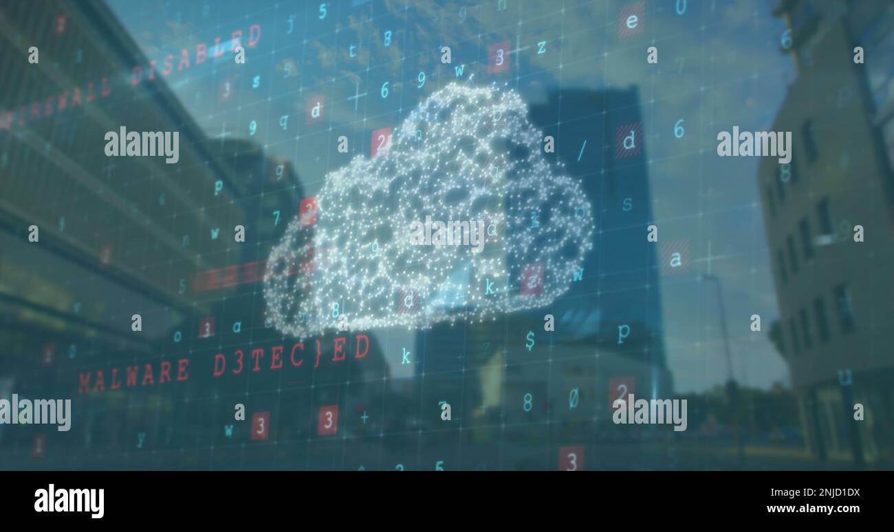 Image of digital cloud and numbers processing over cityscape Stock Photo - Alamy