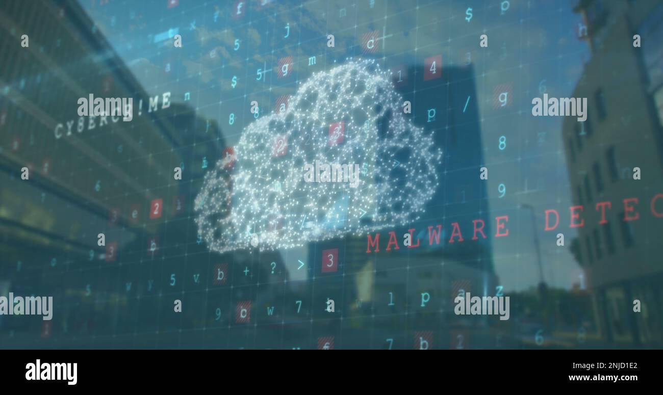Image of digital cloud and numbers processing over cityscape Stock Photo - Alamy
