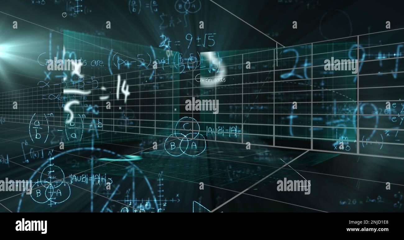 Digital animation mathematical equations shapes hi-res stock ...