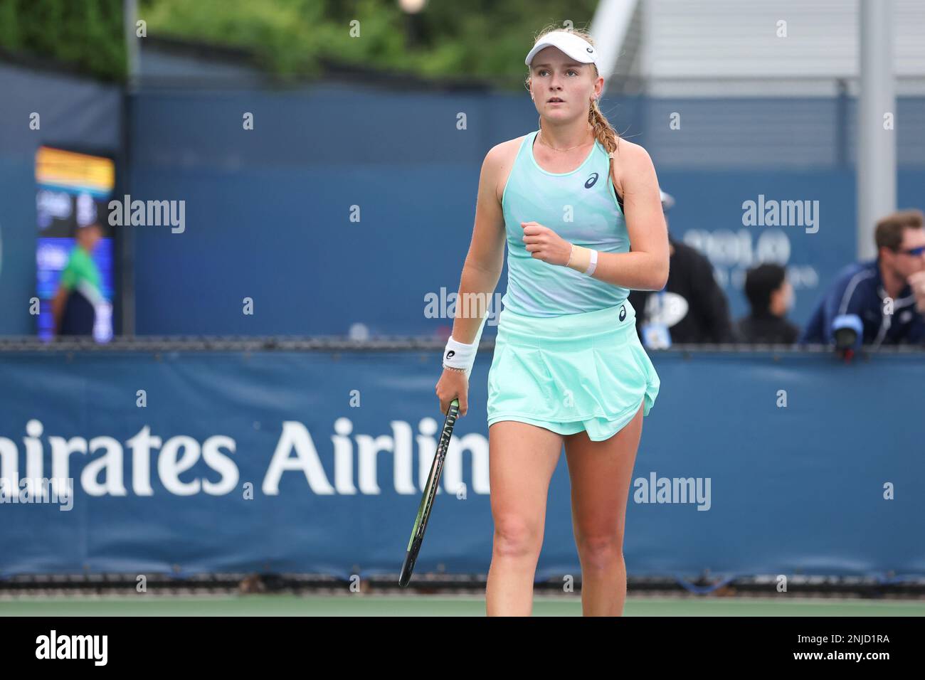Taylah Preston in action during a junior girls' singles match at the ...