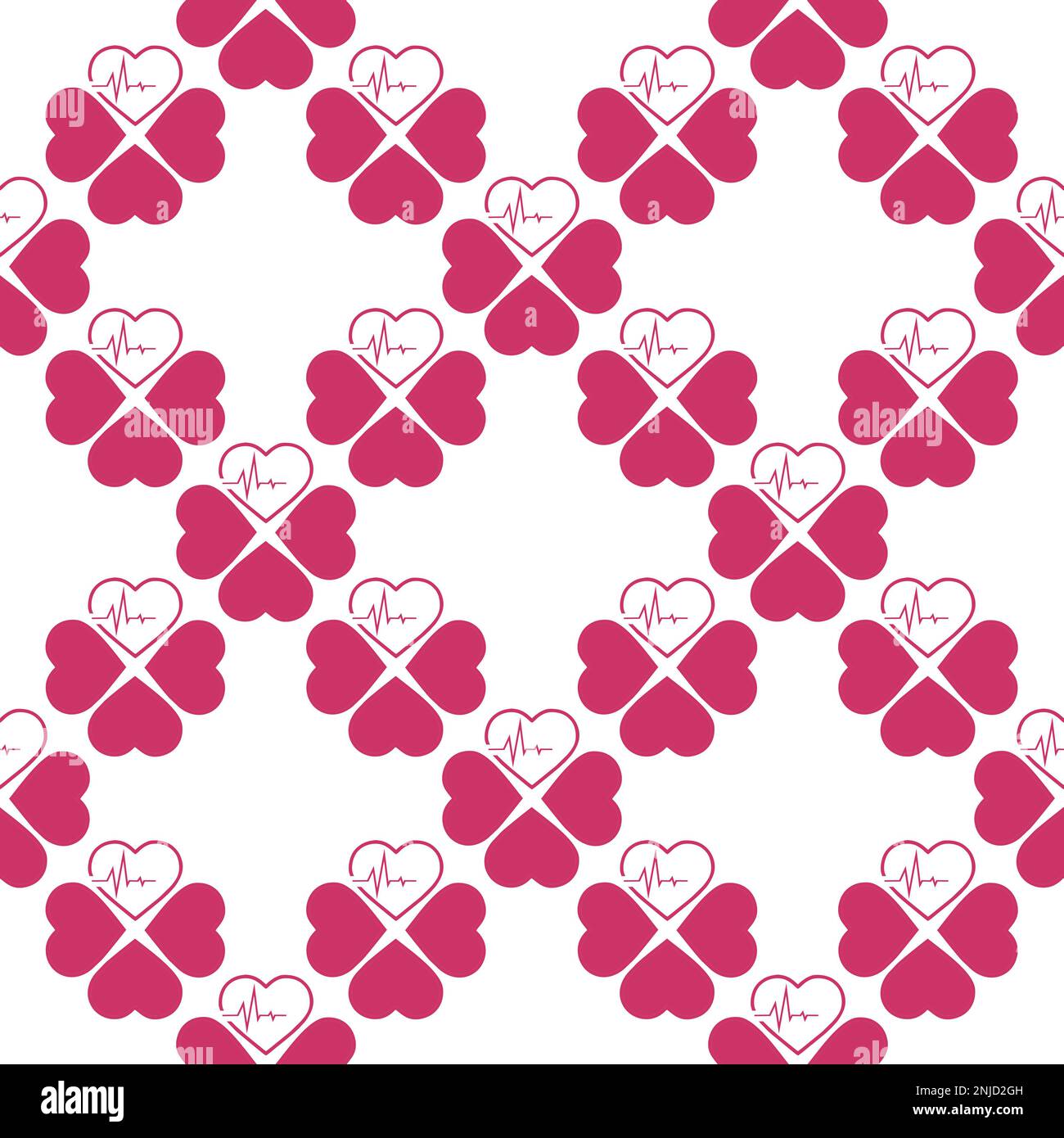 simple seamless pattern of pink hearts on a white background, texture ...