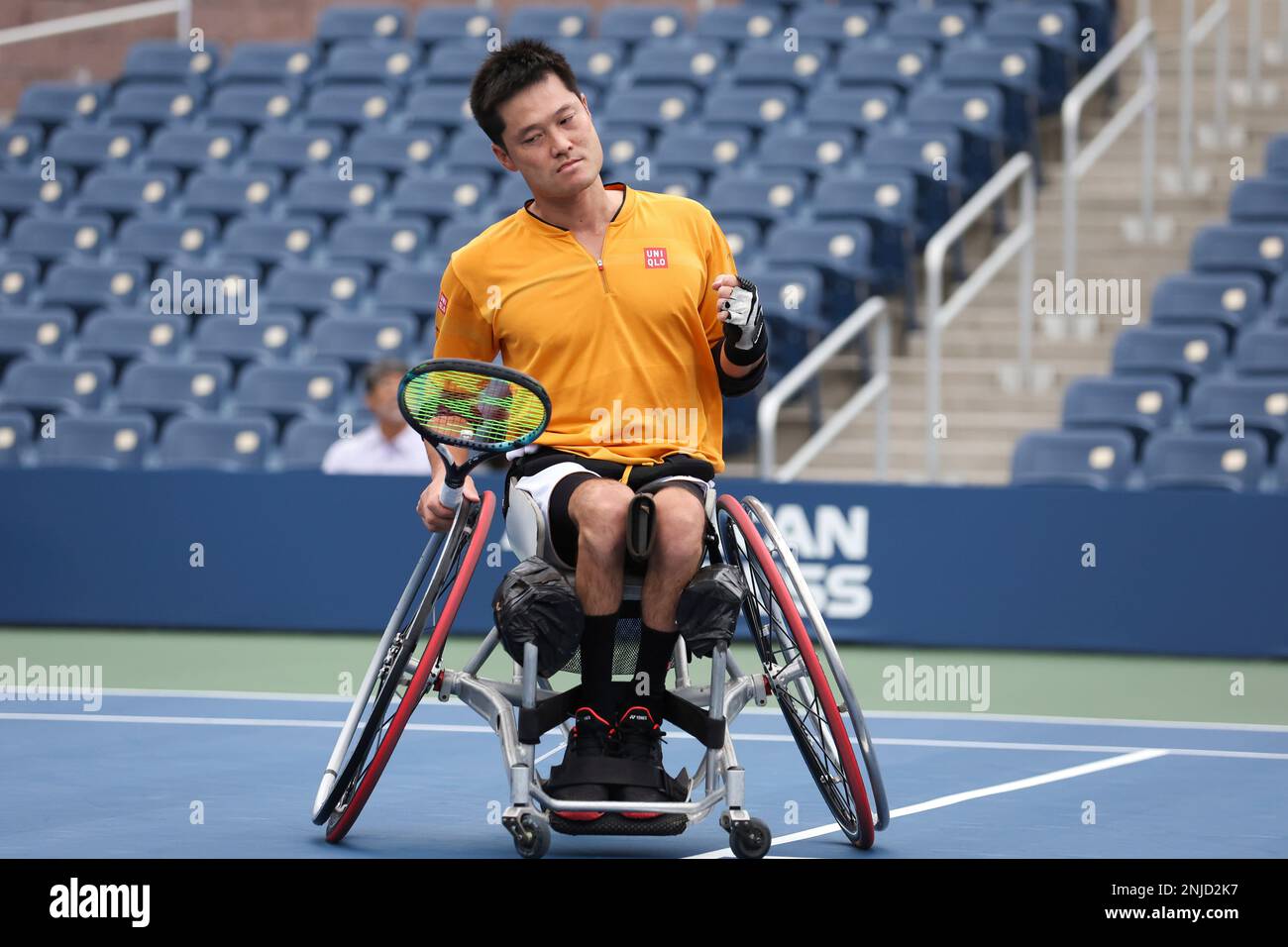 Shingo Kunieda in action during a wheelchair men's singles match at the ...