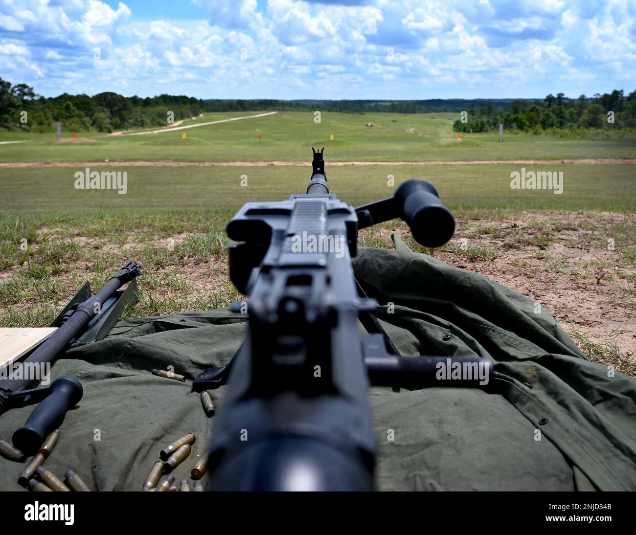 An M240B machine gun is pointed down range Aug. 6, 2022, at Fort Rucker ...