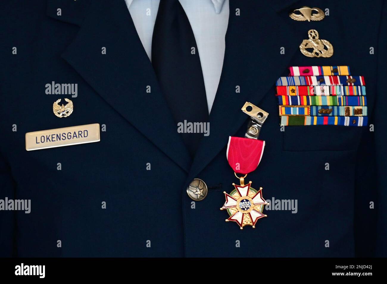 The Legion of Merit medal is pinned on the uniform of Col. Sigurd ...