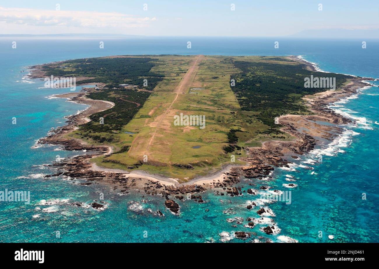 An aerial photo shows Mageshima island in Nishinoomote, Kagoshima ...