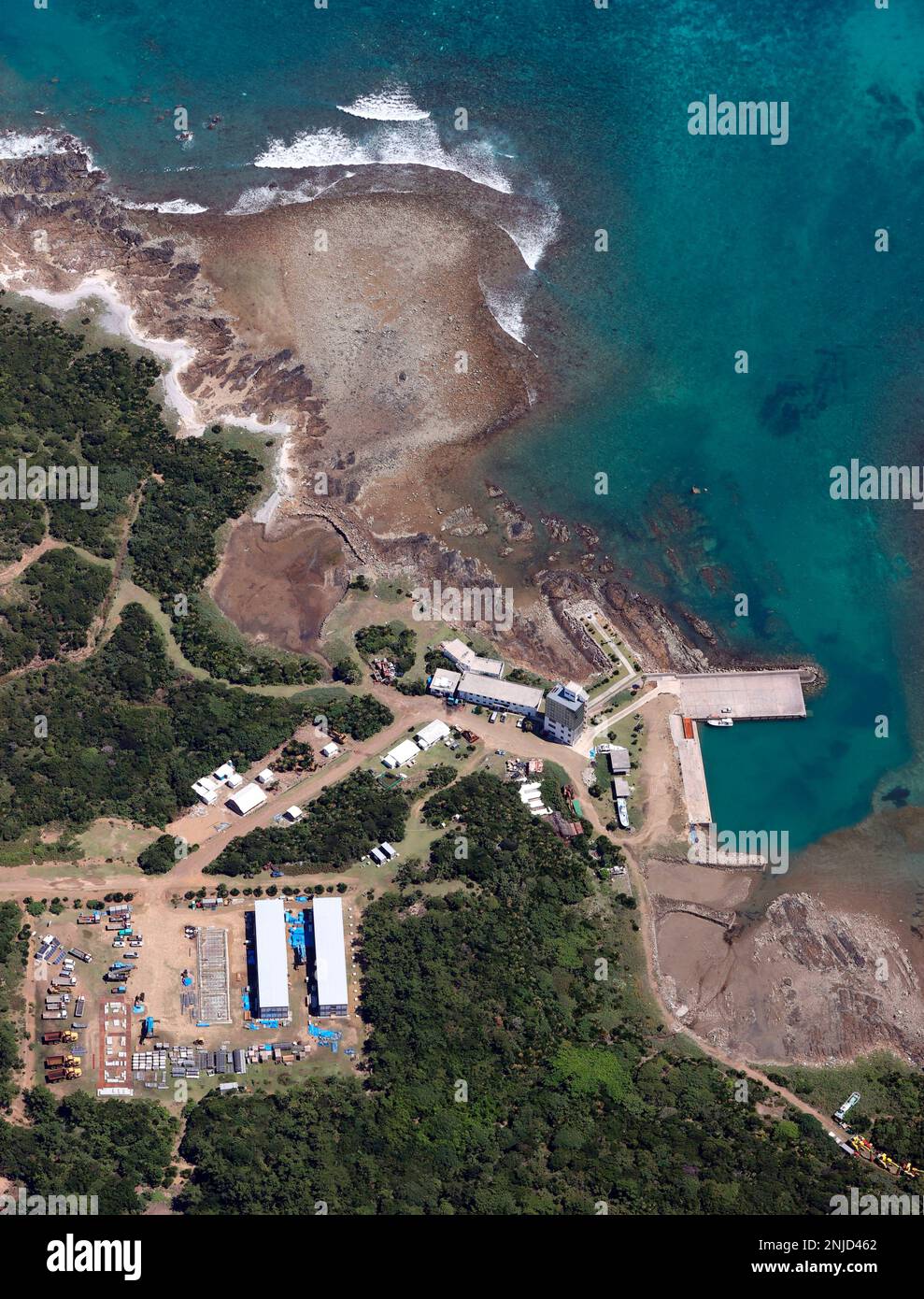 An aerial photo shows Mageshima island in Nishinoomote, Kagoshima ...
