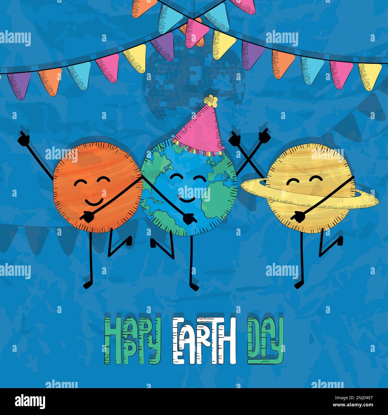 Happy planet earth character dancing with other planets Happy earth day ...