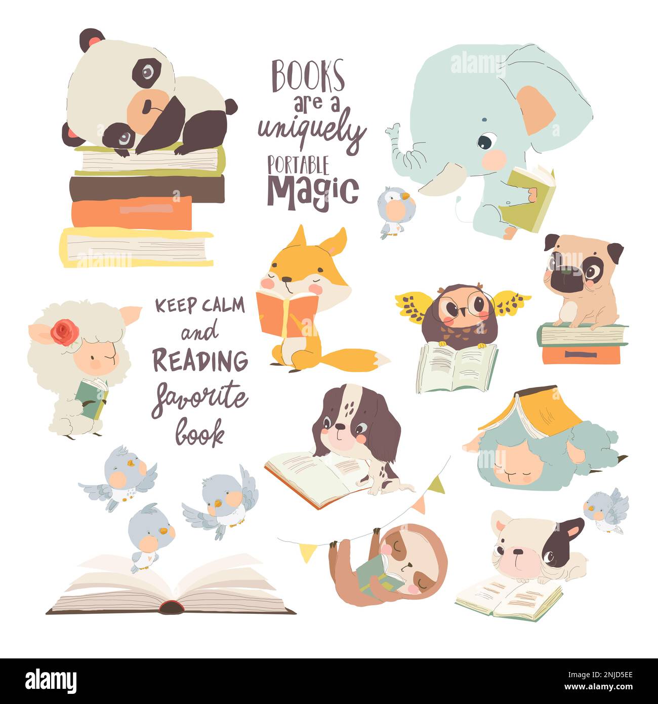 Panda reading book Stock Vector Images - Alamy