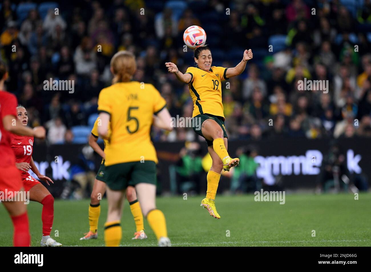 SYDNEY, AUSTRALIA - SEPTEMBER 06: Katrina Gorry of Australia heads the ...