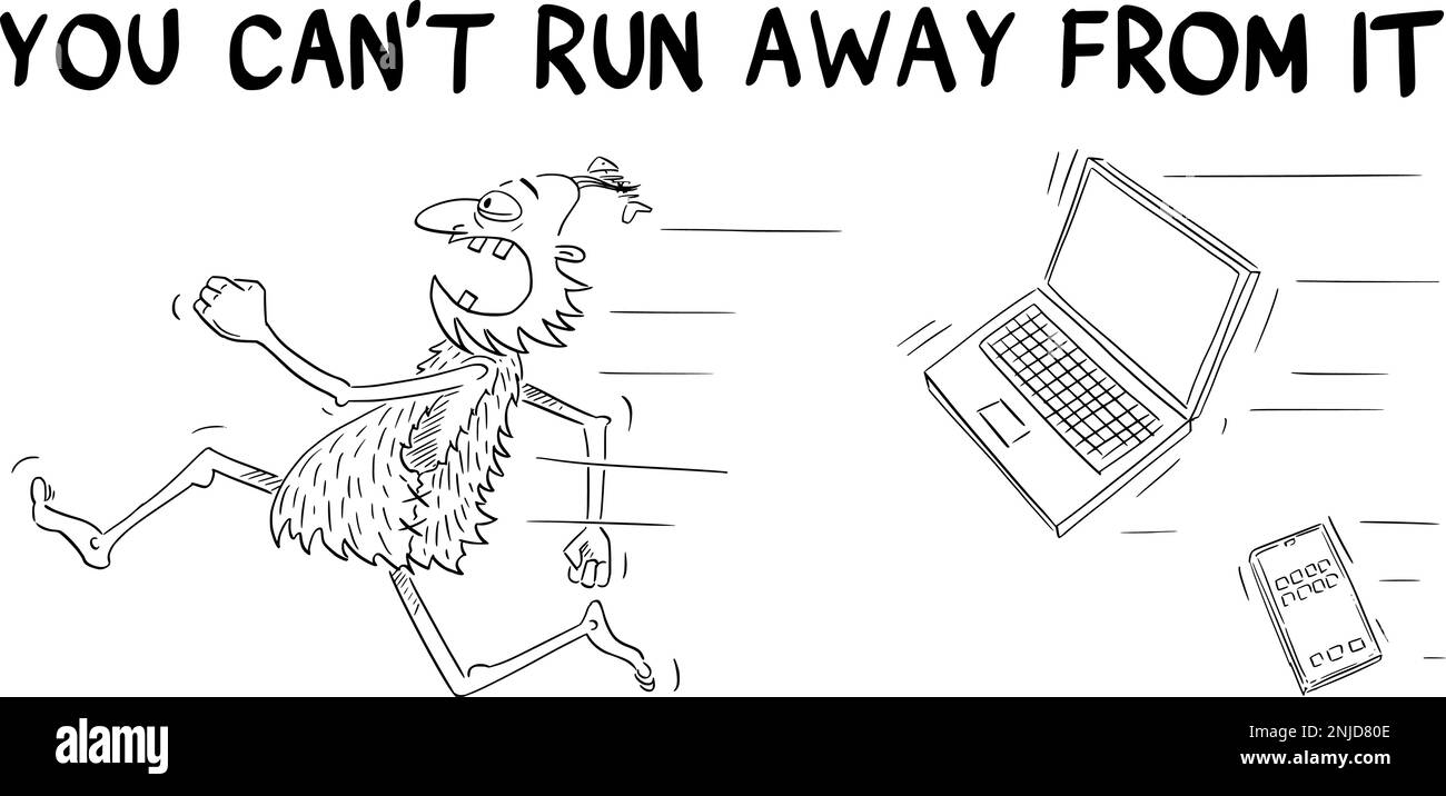 Business or Political Cartoon About Caveman and Computer Technology ...